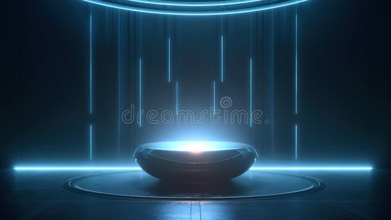 Sci-fi Stage with Spotlight. Futuristic Empty Stage Stock Illustration ...