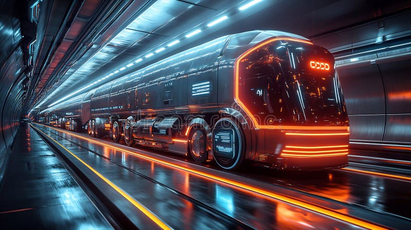 Sci Fi Style Autonomous Cargo Truck Sleek Metallic & Cyber Tech ...