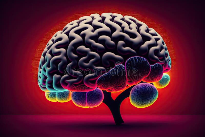 Sci Fi Style Human Brain And Neurons Neon Colors Artificial Intelligence Concept Generative