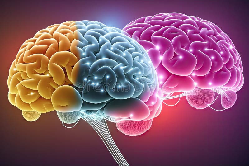 Sci-fi Style Human Brain and Neurons, Neon Colors. Artificial ...