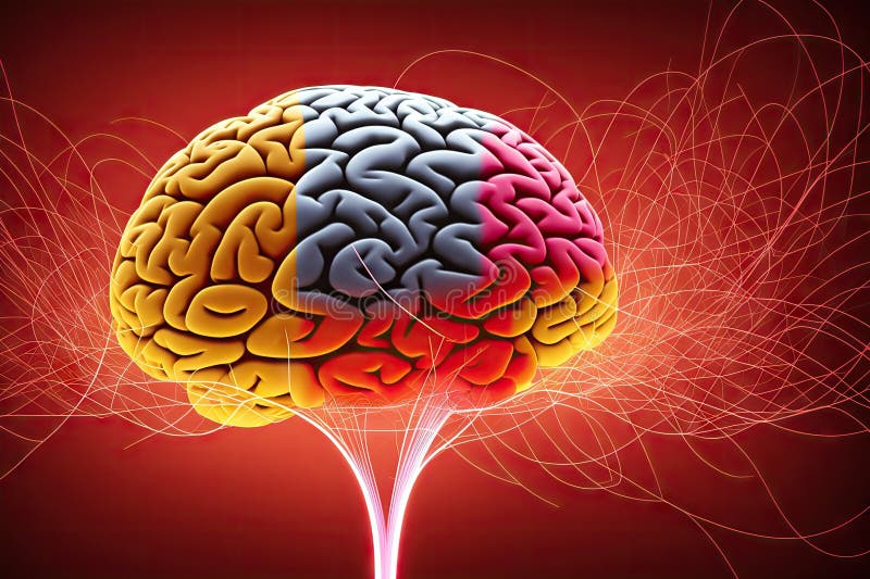 Sci Fi Style Human Brain And Neurons Neon Colors Artificial Intelligence Concept Generative