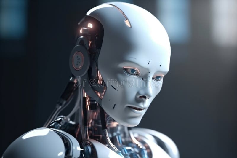 Advanced Artificial Intelligence Robot Portrait. Generative AI Stock ...