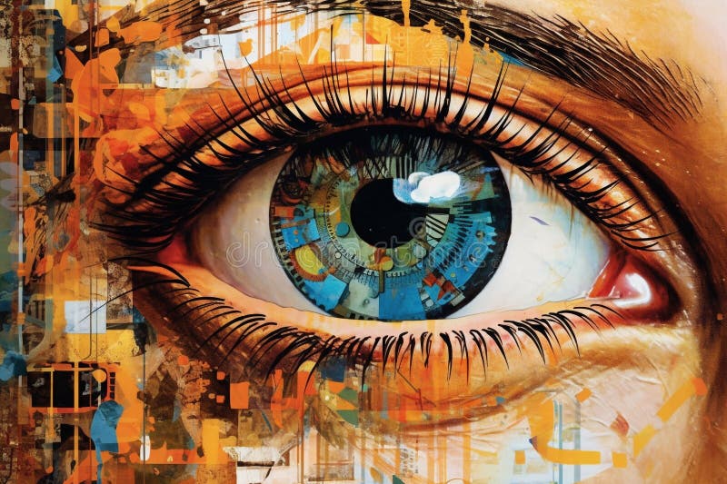 Collage of Modern Technology and Human Eye Stock Illustration ...