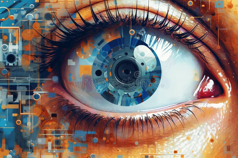 Collage of Modern Technology and Human Eye Stock Illustration ...