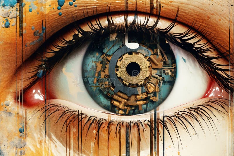 Collage of Modern Technology and Human Eye Stock Illustration ...