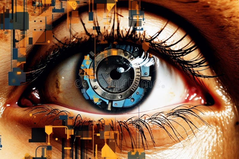Collage of Modern Technology and Human Eye Stock Illustration ...