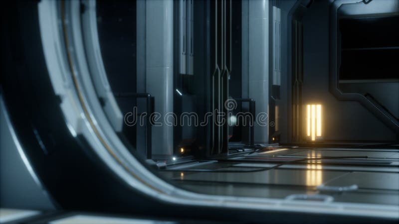 Sci-fi Tunnel or Spaceship Corridor Stock Illustration - Illustration ...