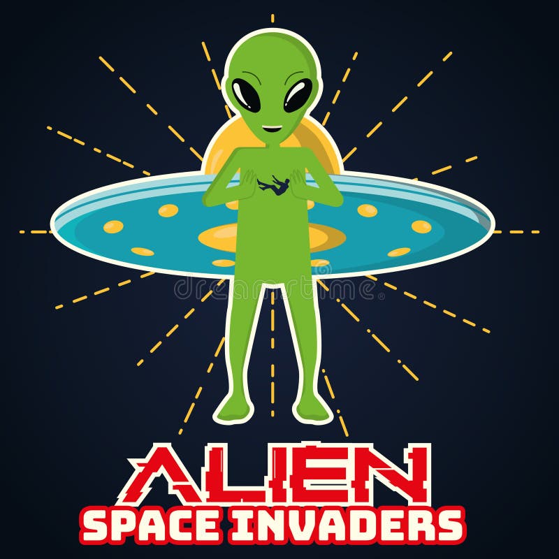 Sci Fi Ufo Alien Sticker Vector Stock Vector - Illustration of invasion ...