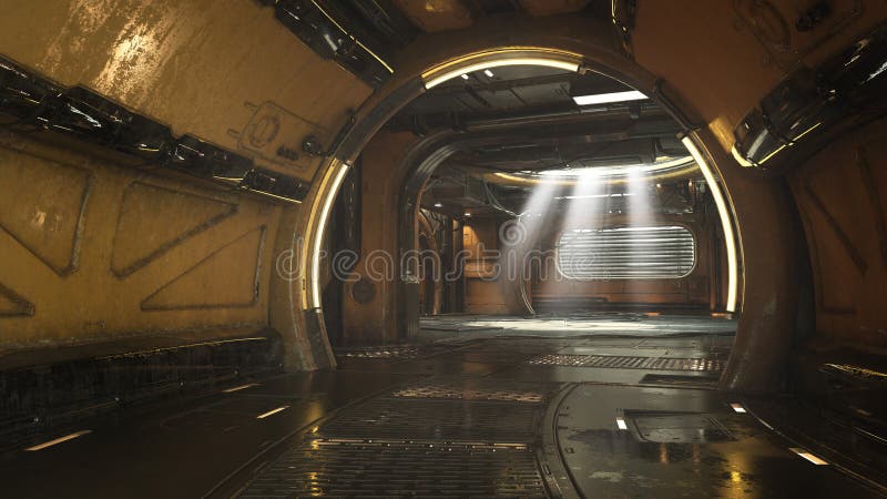 Sci-Fi Underground Tunnel in a Dystopian Post Apocalypse Environment. 3D Rendering Stock ...