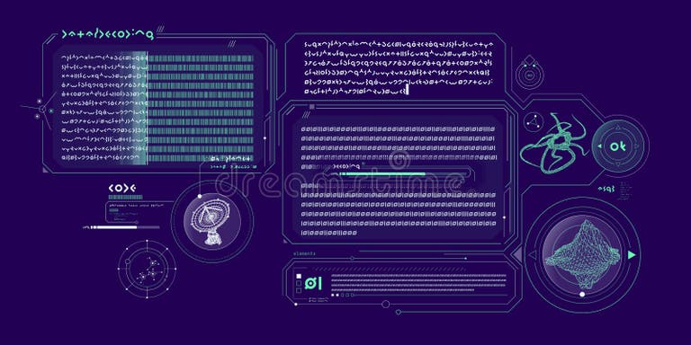 Sci-fi Interface of Data Decoding Program. Stock Vector - Illustration ...