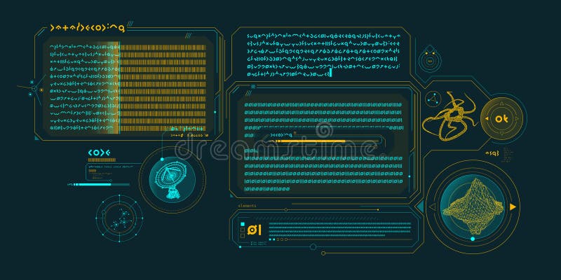 Sci-fi Interface of Data Decoding Program. Stock Vector - Illustration ...
