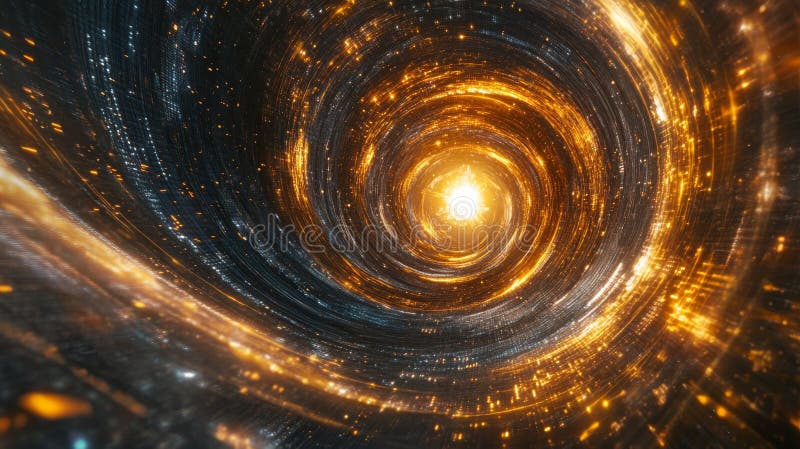 Sci-fi Vortex of Glowing Particles Spiraling into the Abyss Stock Photo ...
