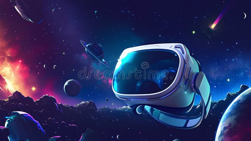 Sci-Fi VR Headset Floating in Cosmic Space. Space-themed VR Headset in ...