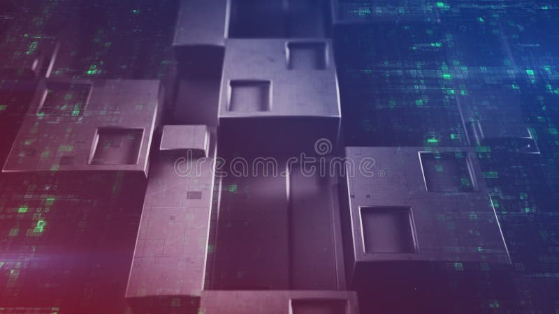 Sci-fi Wall Panel and Digital Code 3D Rendering Stock Illustration ...