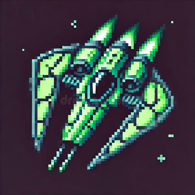 Pixel Art Alien Fighter stock illustration. Illustration of legendary ...