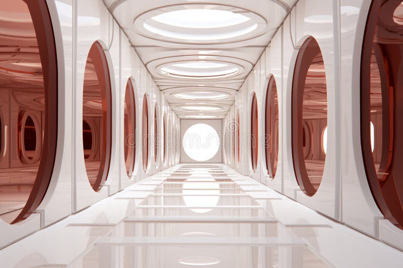 Futuristic Spaceship Interior with Pink and White Design, AI Generated ...