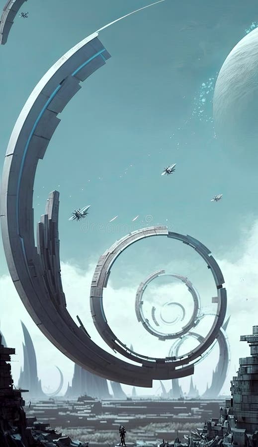 A Sci Fiction Illustration of a Giant Space - Timey Structure ...
