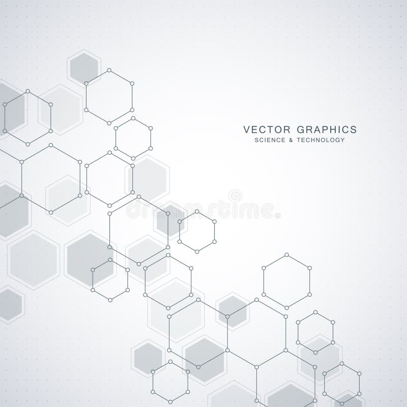 Science Abstract Background with Hexagons and Molecules. Stock Vector ...
