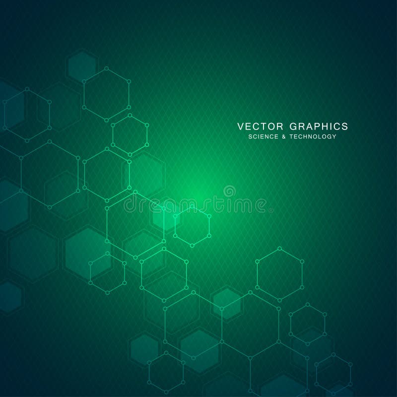 Science Abstract Background with Hexagons and Molecules. Stock Vector ...