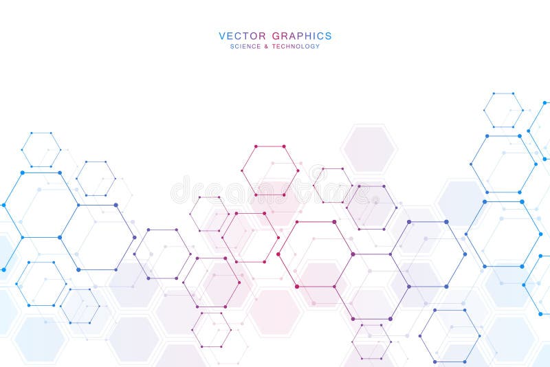 Science Abstract Background with Hexagons and Molecules. Stock Vector ...