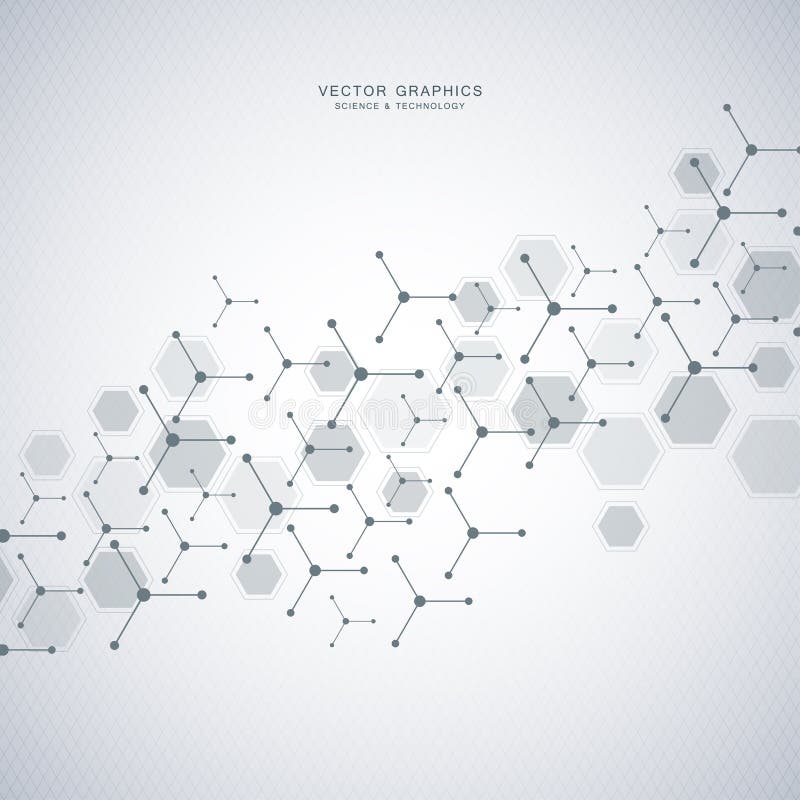 Science Abstract Background with Hexagons and Molecules. Stock Vector ...