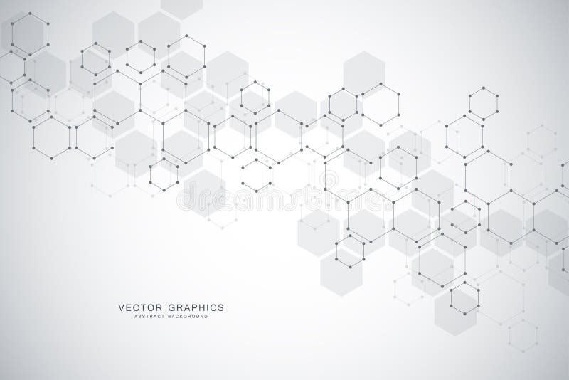 Science Abstract Background with Hexagons and Molecules. Stock Vector ...