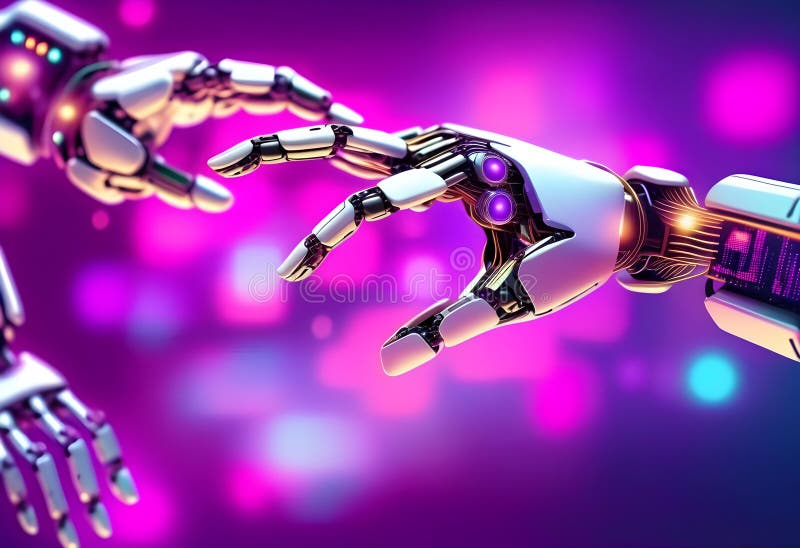 Science, AI, Machine Learning, Hands of Robot Stock Illustration ... Science, AI, Machine Learning, Hands of Robot Stock Illustration ...