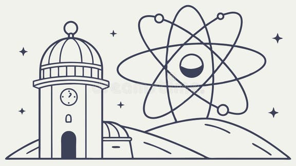 Science and Architecture: Lighthouse with Atomic Model, Vector Design ...