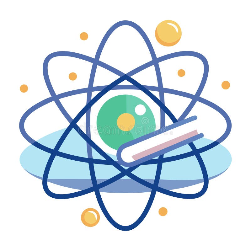 Science Atom Icon with Book, Education, Scientific Study and Knowledge ...