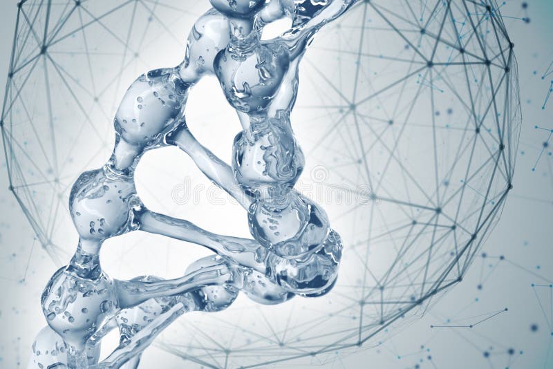 3d Illustration of DNA Molecule Model from Water. Stock Illustration ...