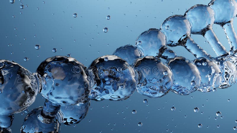 Science Background with DNA Molecules from Water on Blue. 3D Rendering ...