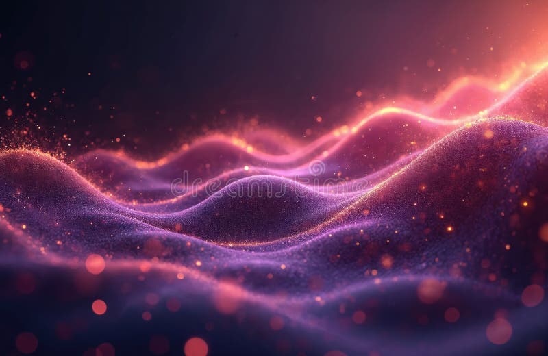 Science Background Features Flowing Particles, Waves. Quantum Tech ...