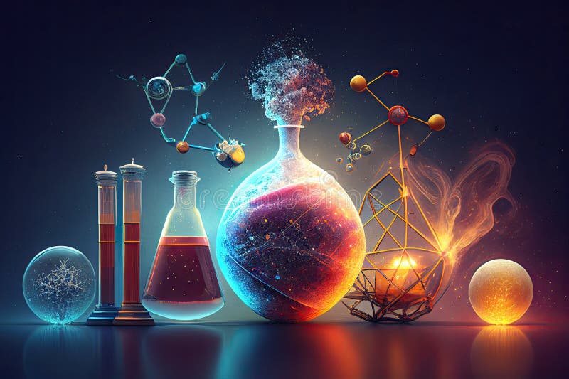 Science Background Illustration, Scientific Design. Flasks, Glass and ...