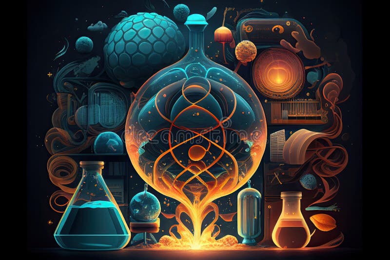 Science Background Illustration, Scientific Design. Flasks, Glass and ...