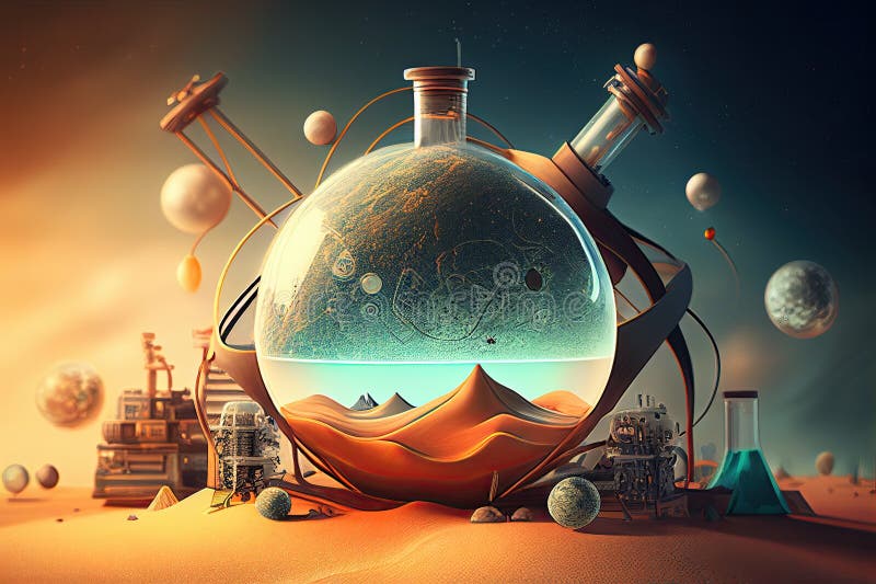 Science Background Illustration, Scientific Design. Flasks, Glass and ...