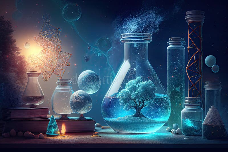 Science Background Illustration, Scientific Design. Flasks, Glass and ...
