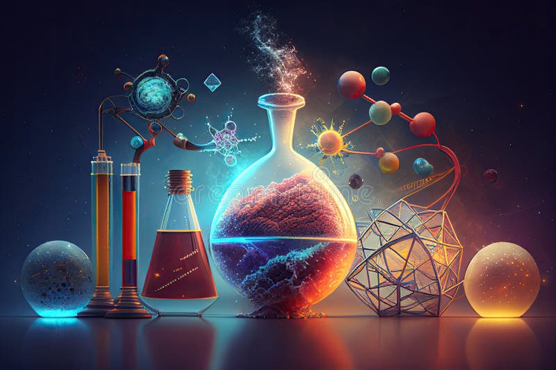 Science Background Illustration, Scientific Design. Flasks, Glass and ...