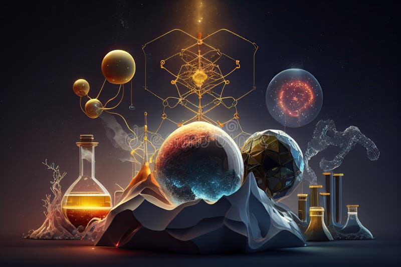 Science Background Illustration, Scientific Design. Flasks, Glass and ...