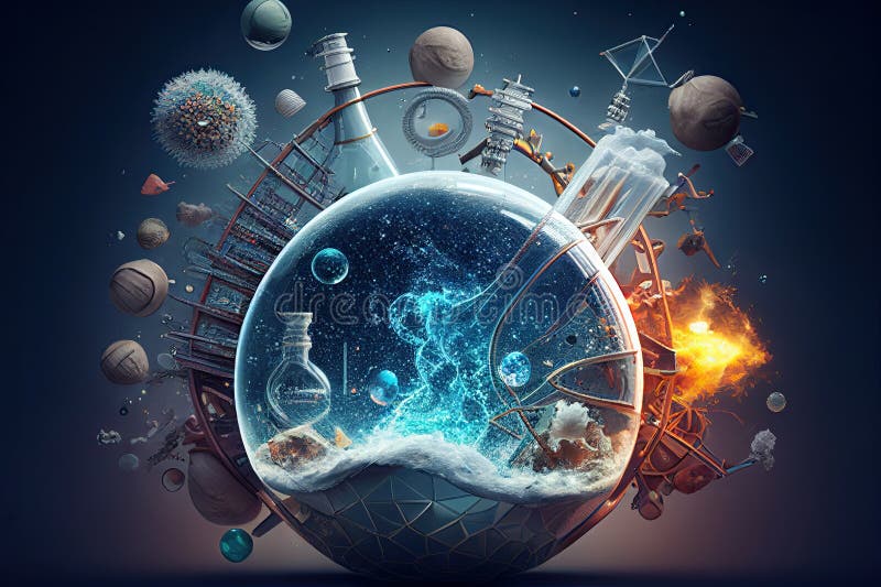 Science Background Illustration, Scientific Design. Flasks, Glass and ...