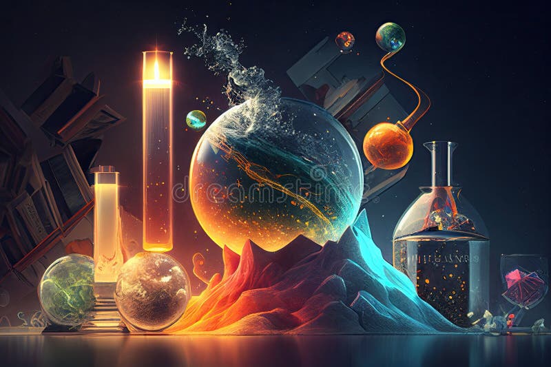 Science Background Illustration, Scientific Design. Flasks, Glass and ...