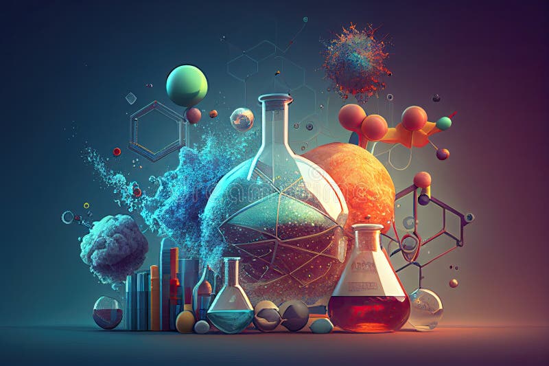 Science Background Illustration, Scientific Design. Flasks, Glass and ...