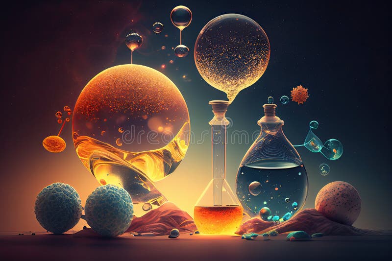 Science Background Illustration, Scientific Design. Flasks, Glass and ...
