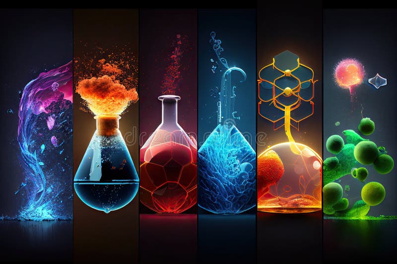 Science Background Illustration, Scientific Design. Flasks, Glass and ...