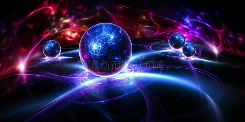 Science Background with Particles and Waves, Quantum Technology Stock ...