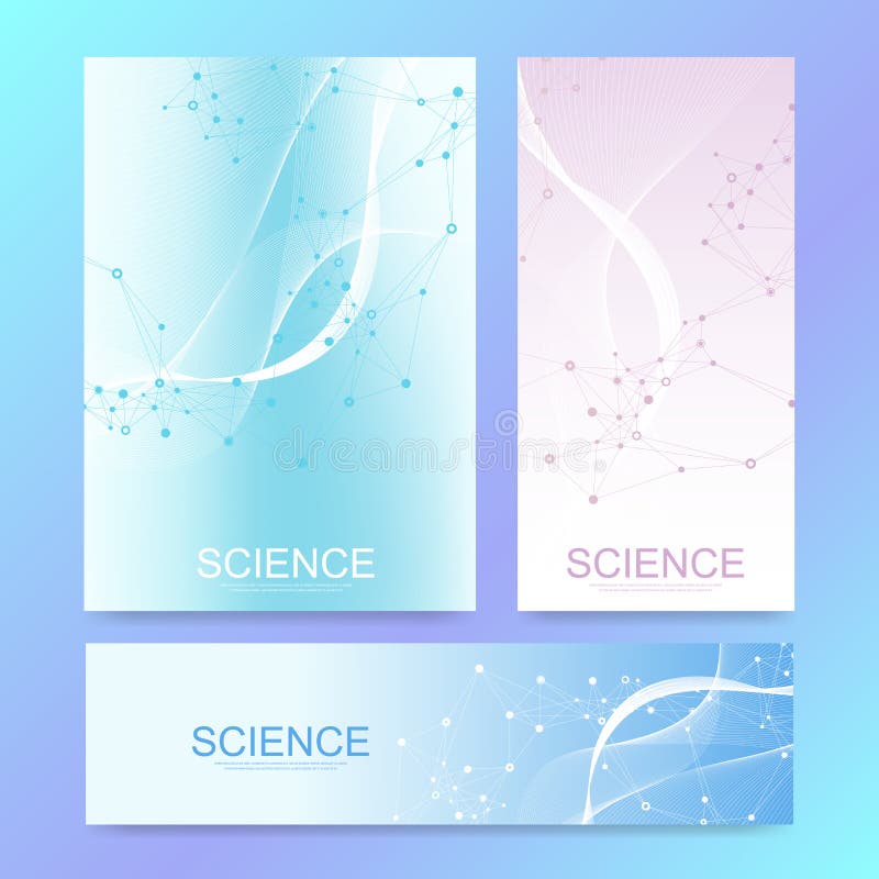 Science Banner Design Template with Colorful Molecules on Modern ...
