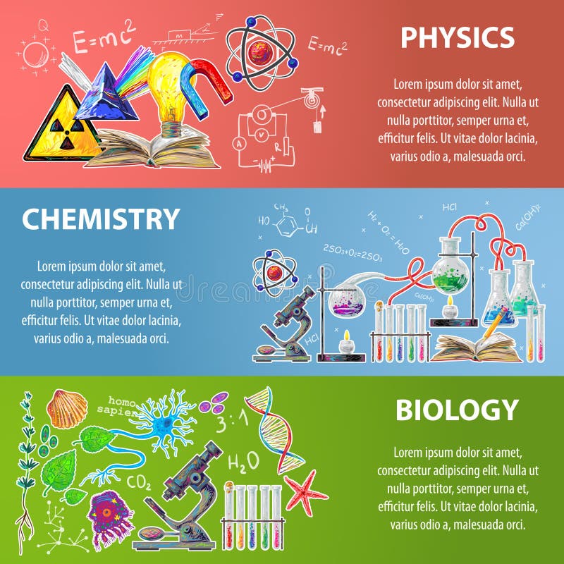 Science Banner, Typography and Background Stock Vector - Illustration ...