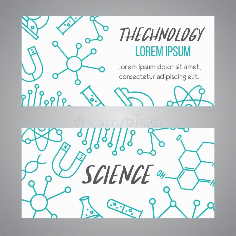 Science Banners Set. Research Outline Icon. Tiny Line Vector Elements ...