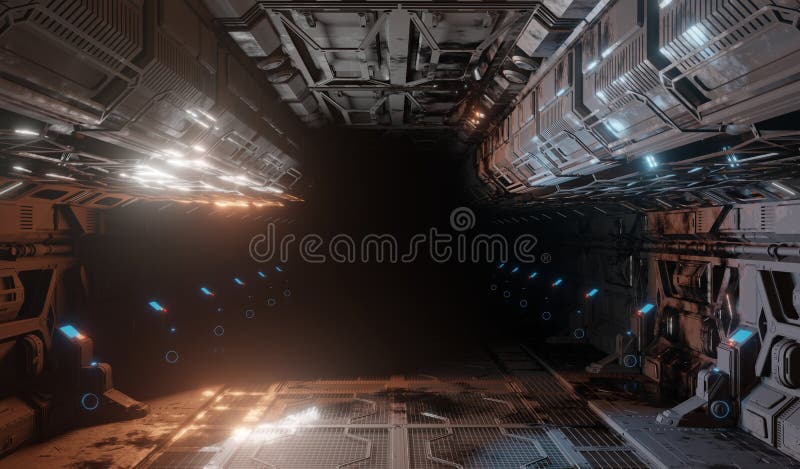 A Science Basement Control Room in Dark Scene Stock Illustration ...