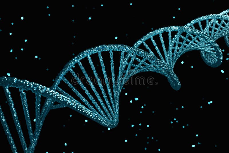 Science Biotechnology Blue DNA Structure Background 3D Rendering Stock ...