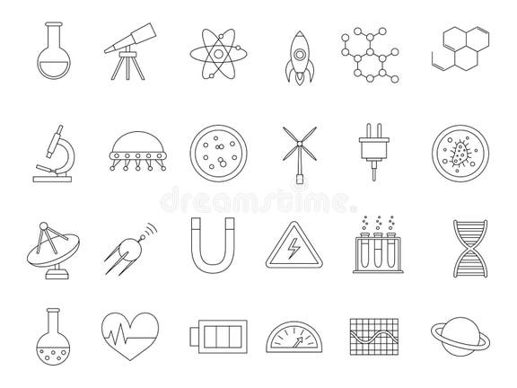 Science black icons set stock illustration. Illustration of computer ...